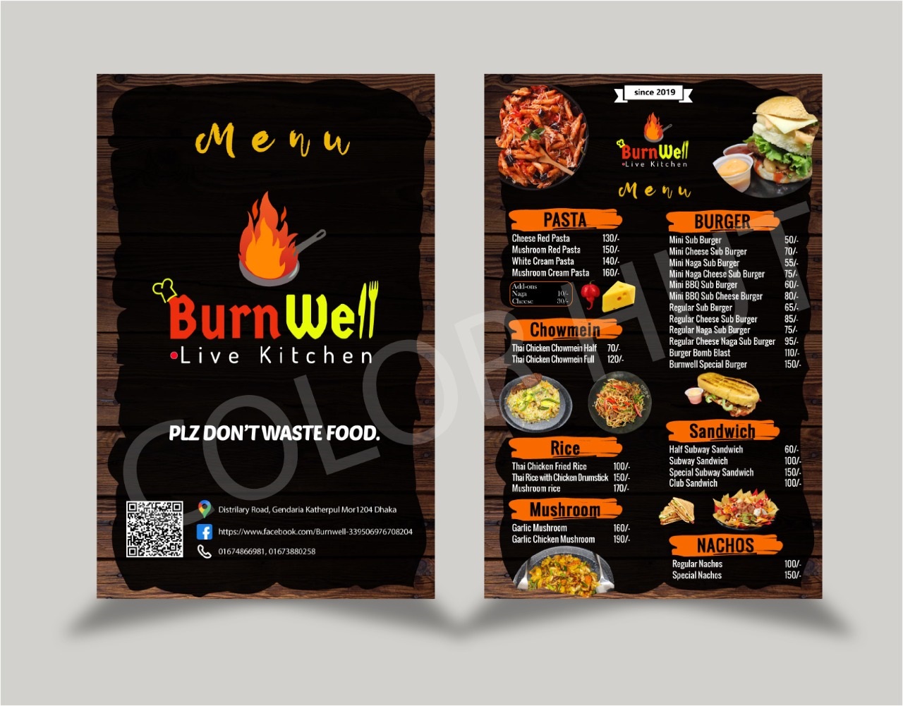 Water Proof Menu card